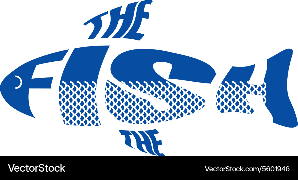 Emblem element in form of fish letters Royalty Free Vector