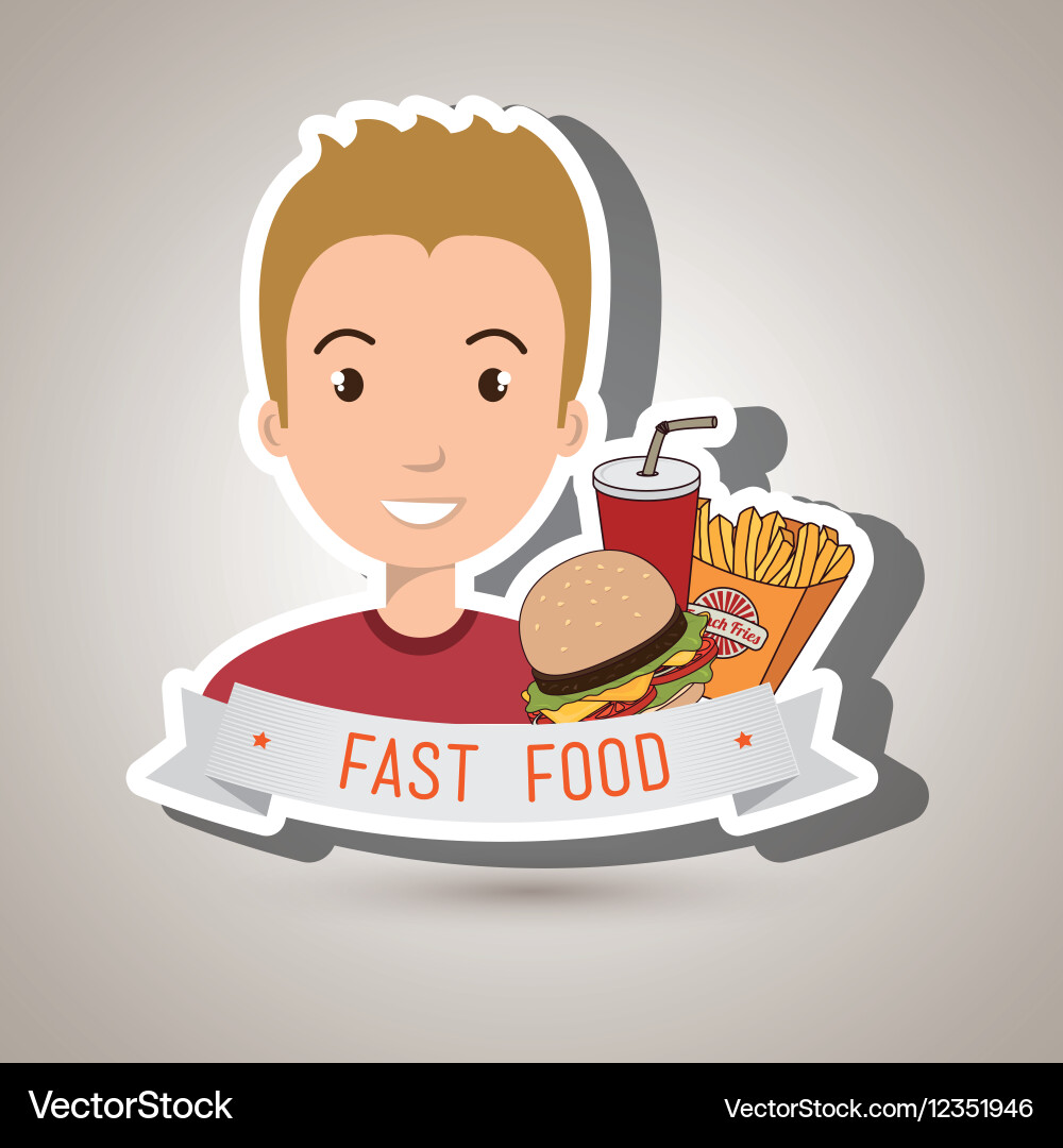 Man cartoon fast food Royalty Free Vector Image