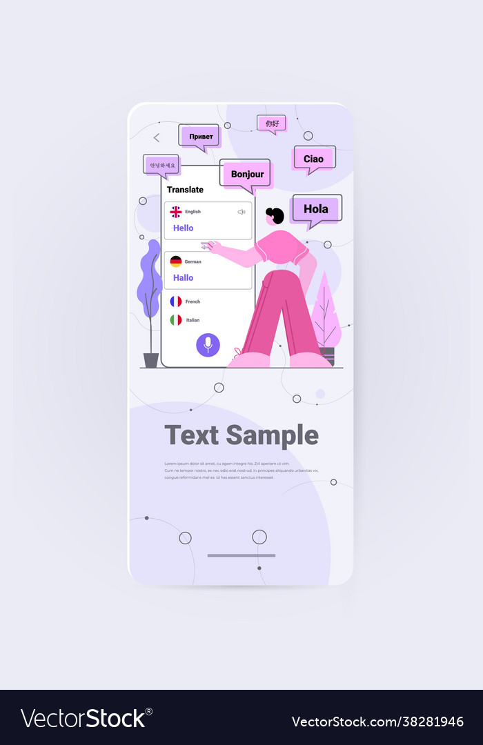 Man using mobile translation application Vector Image