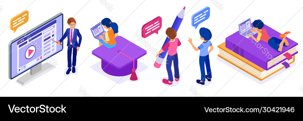 Online distance education from home Royalty Free Vector