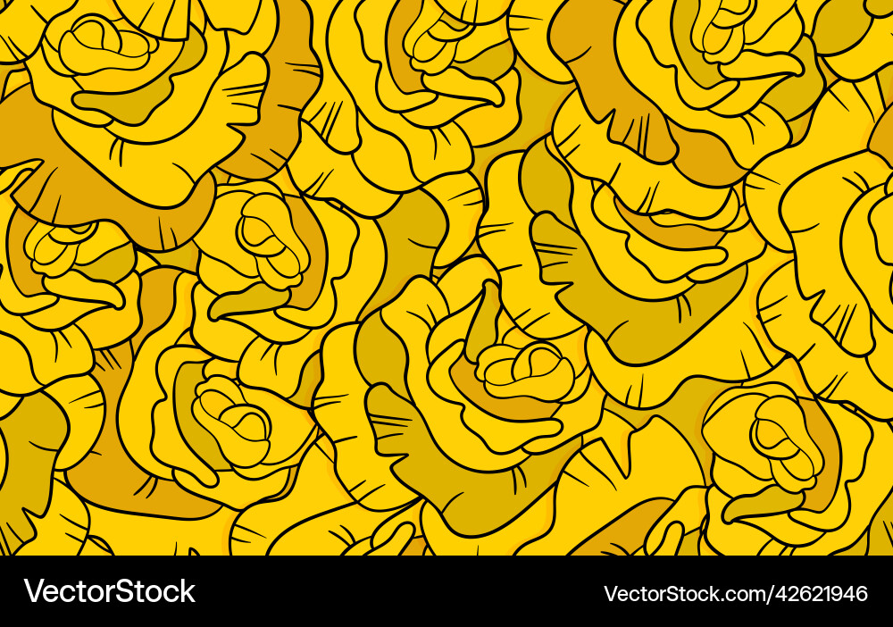 Seamless floral pattern with yellow roses cartoon Vector Image