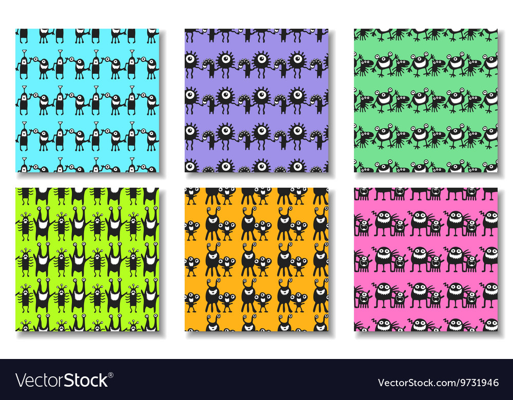 Seamless pattern with monsters Royalty Free Vector Image