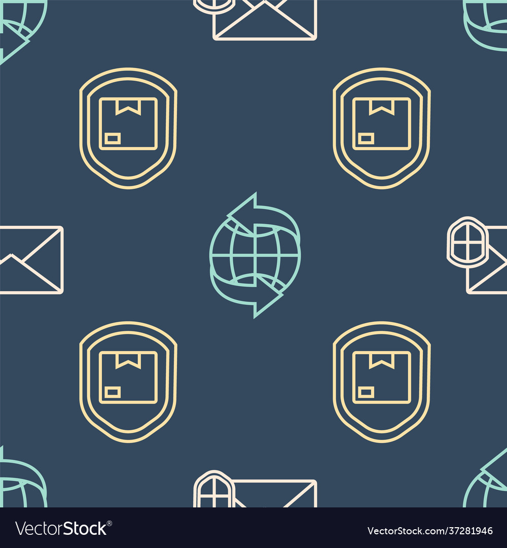Set line envelope with shield delivery pack Vector Image Set line envelope with shield delivery pack Vector Image