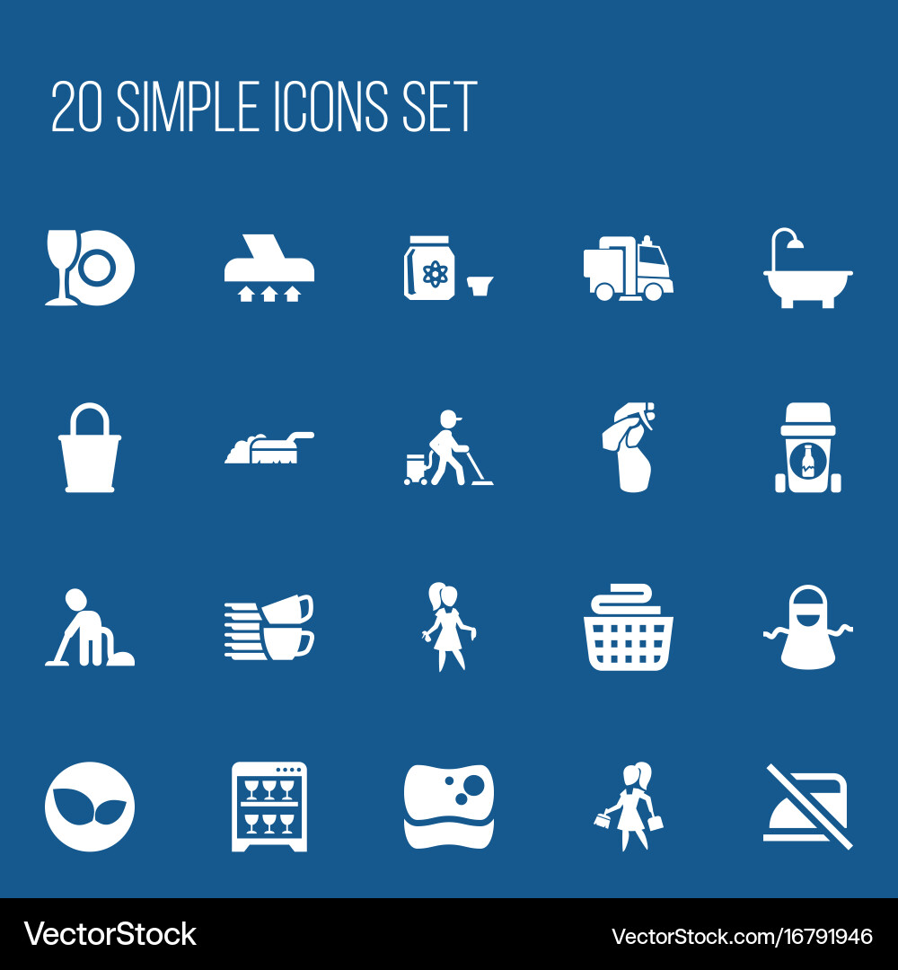 Set of 20 editable cleaning icons includes Vector Image
