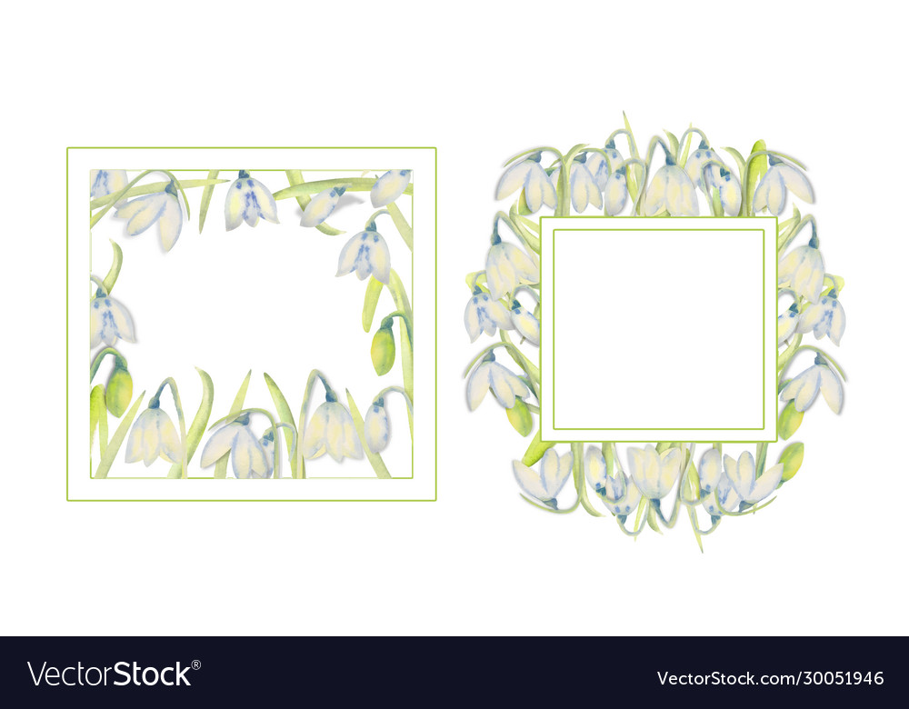 Set romantic spring frames with snowdrops Vector Image