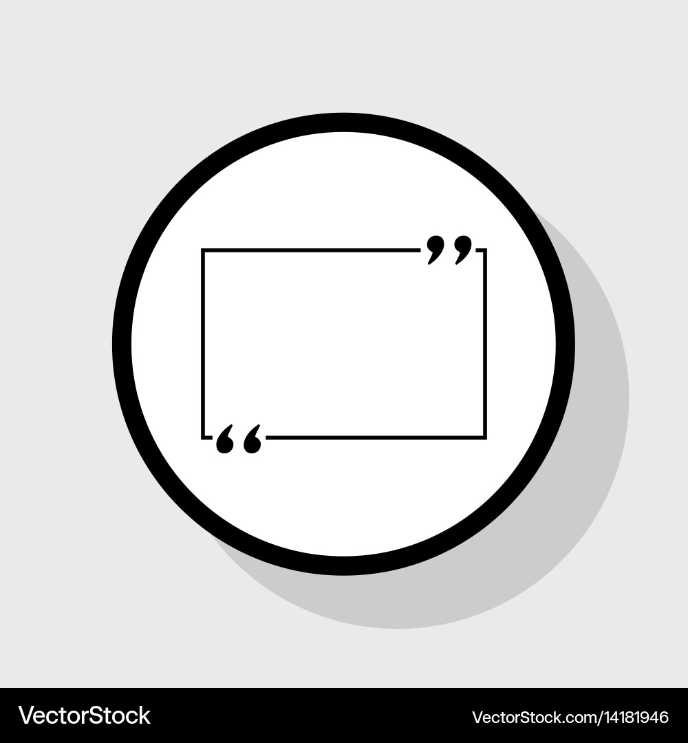 Text quote sign flat black icon in white Vector Image