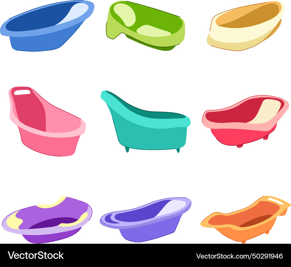 Toddler bathtub set cartoon Royalty Free Vector Image