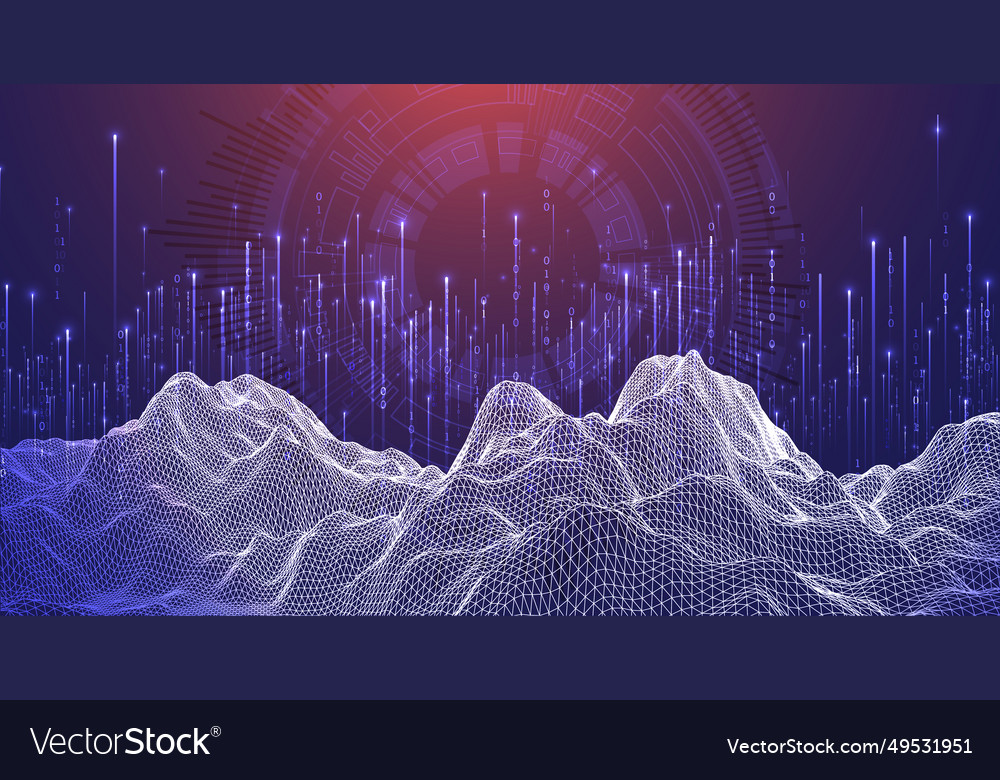 Big data abstract digital futuristic wireframe Vector Image