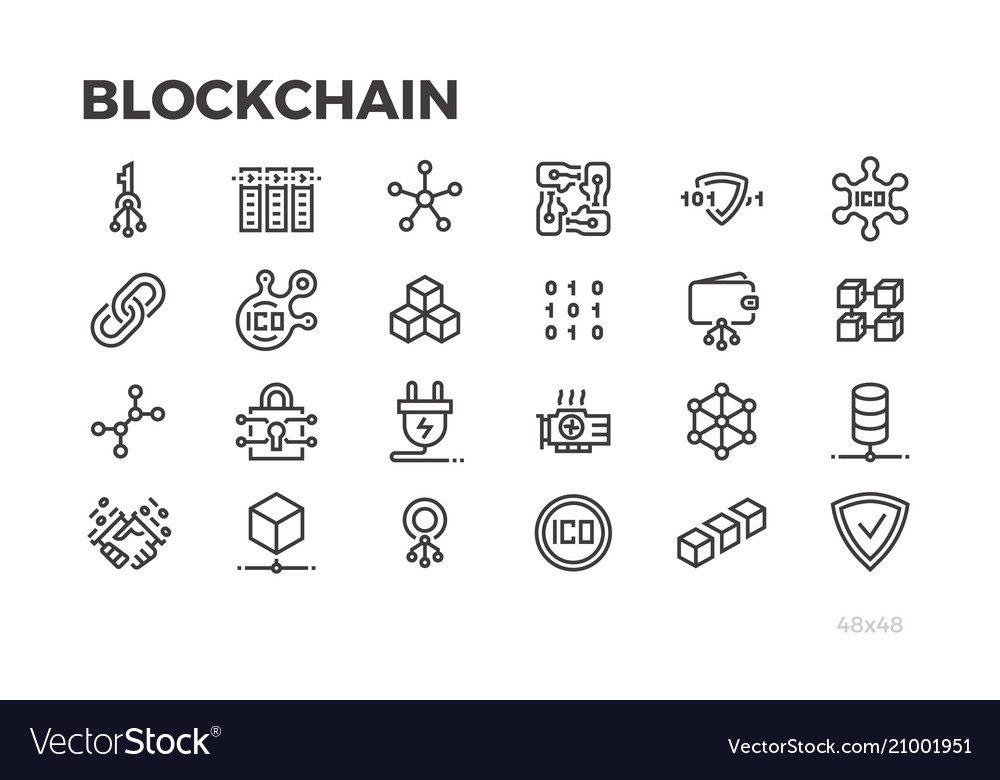 Blockchain technology icons cryptography crypto Vector Image