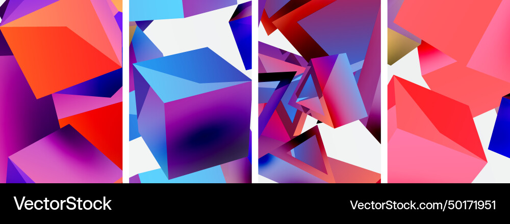 Composition of 3d cubes and other geometric Vector Image