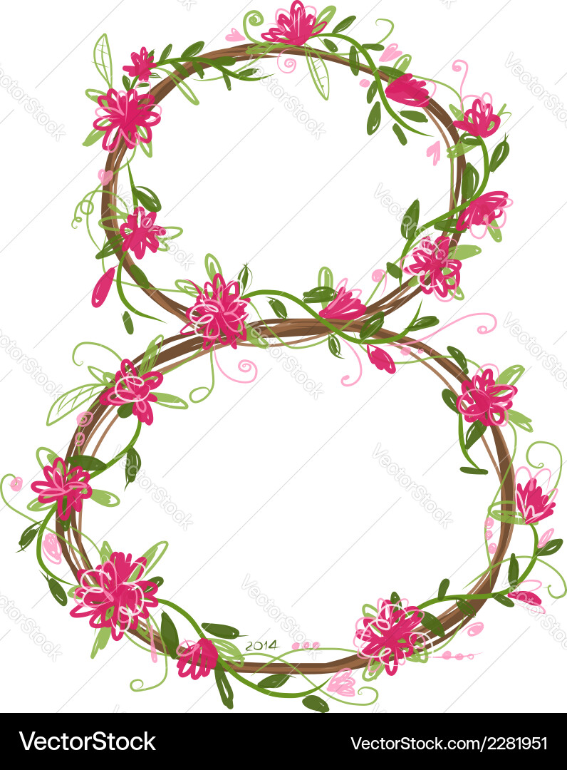 Floral number eight for your design Royalty Free Vector