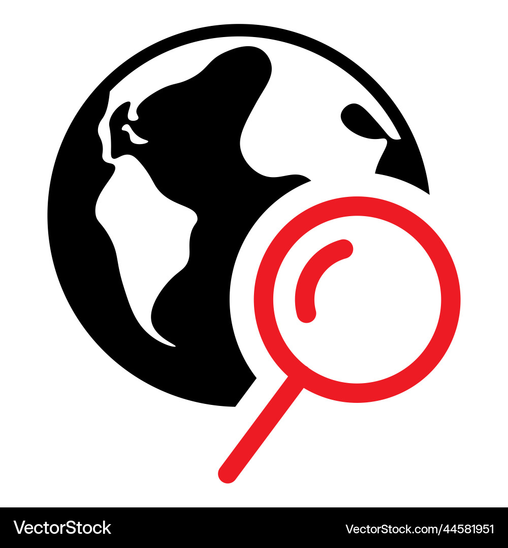 Global search icon research world Royalty Free Vector Image