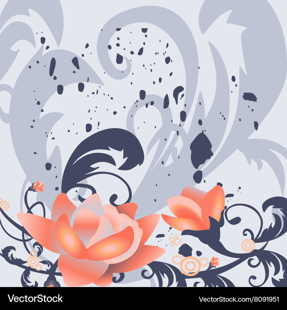 Grunge background with roses leaves horizontal Vector Image