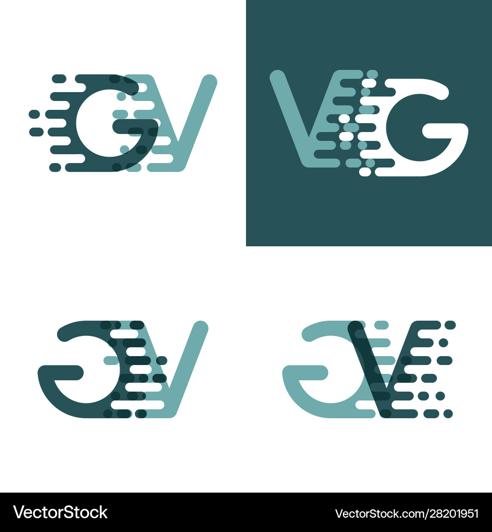 Gv letters logo with accent speed in gray Vector Image
