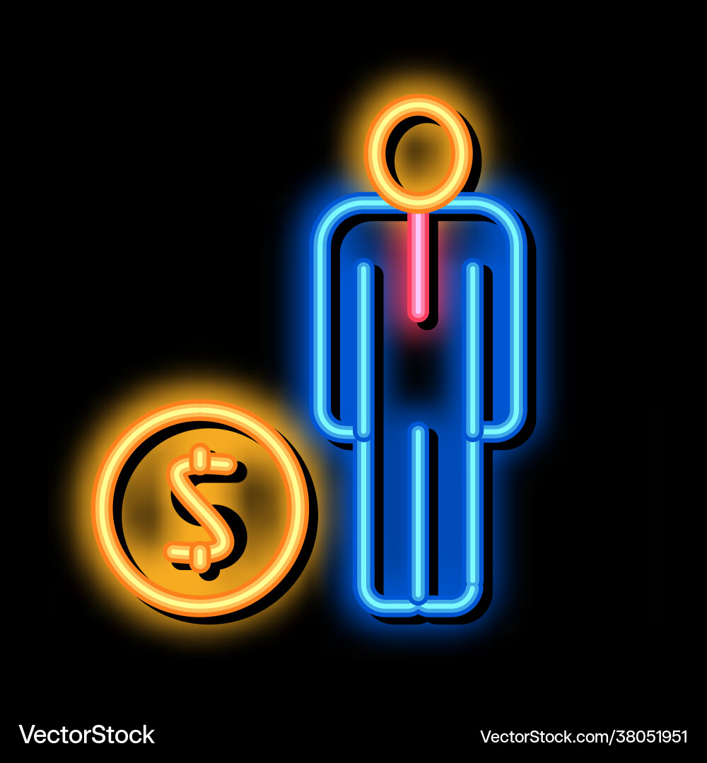 Human dollar coin neon glow icon Royalty Free Vector Image