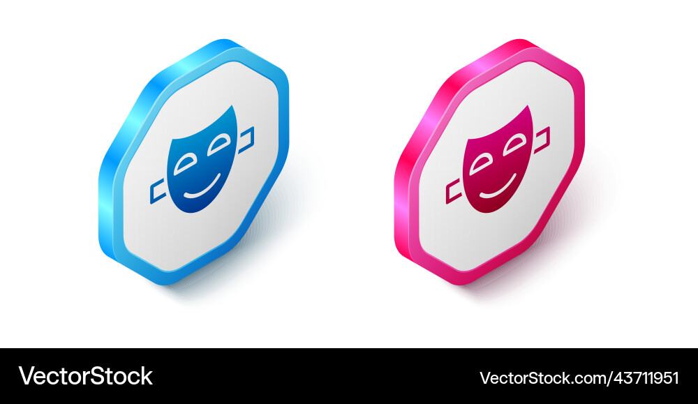 Isometric comedy theatrical mask icon isolated Vector Image