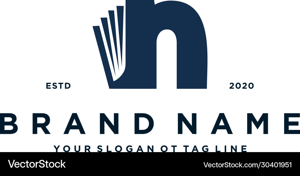 Letter n and book logo design Royalty Free Vector Image