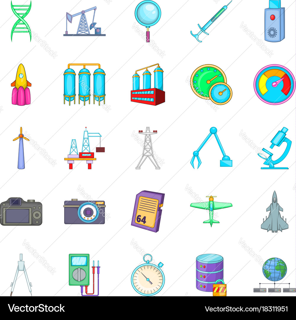 Modern icons set cartoon style Royalty Free Vector Image