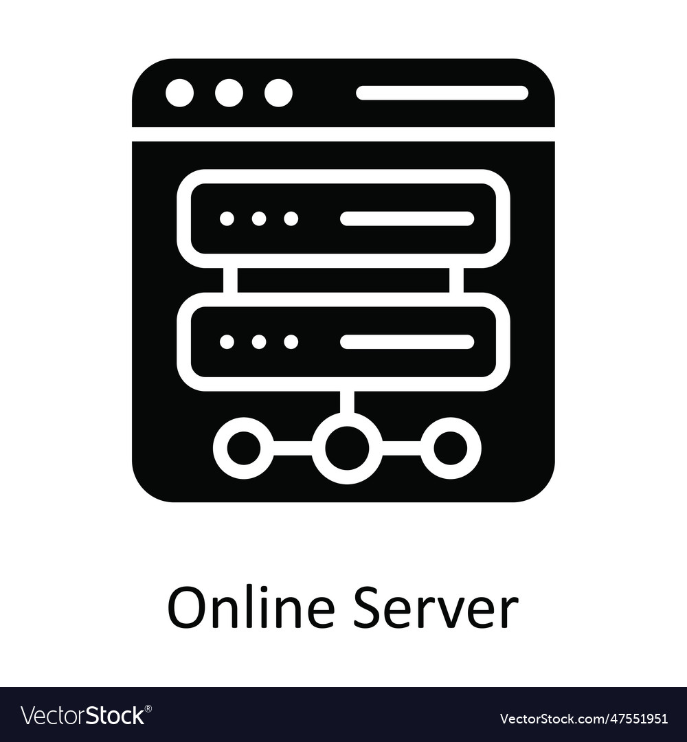 Online server solid icon design Royalty Free Vector Image