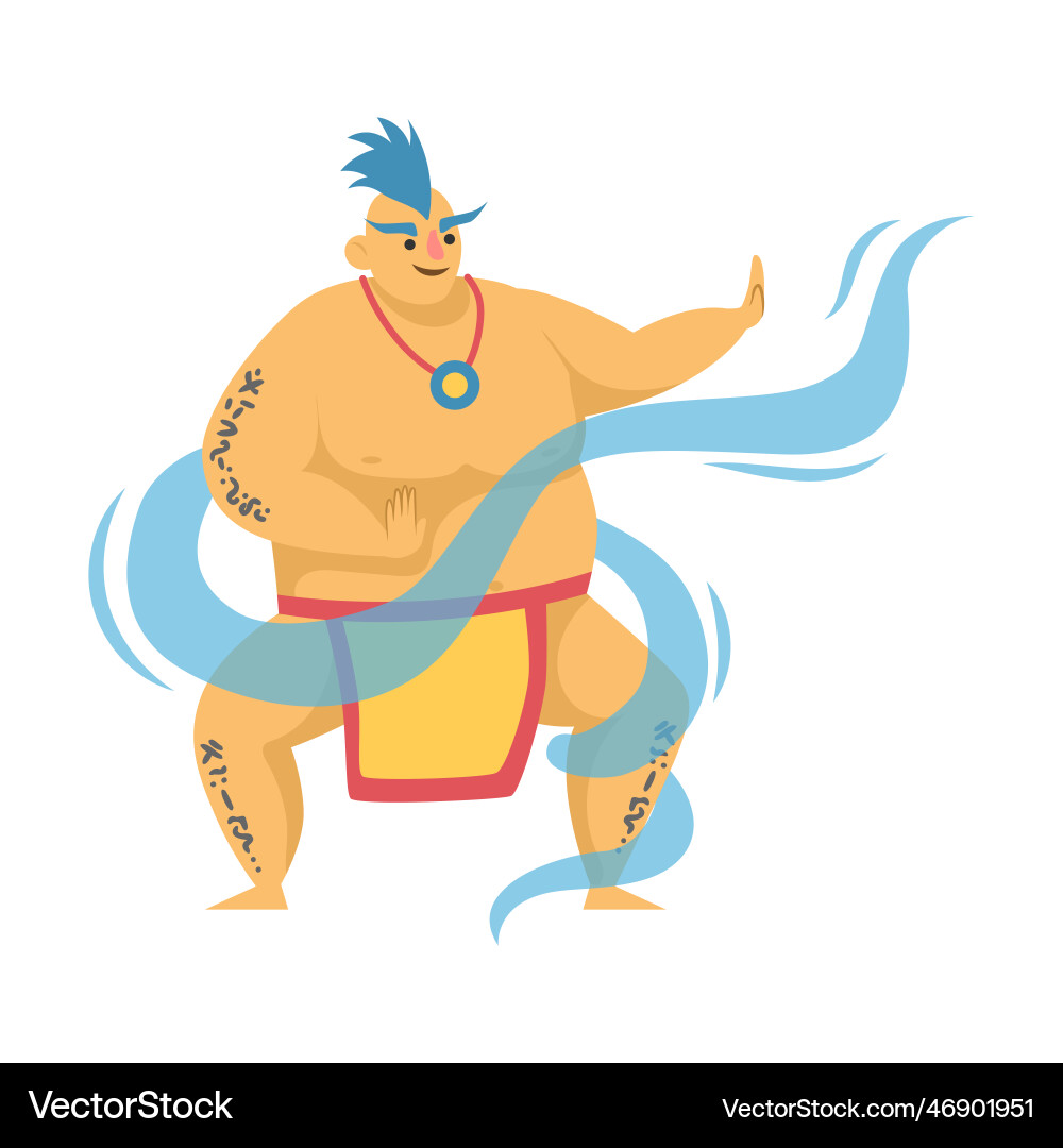 Oriental magician master of the elements computer Vector Image