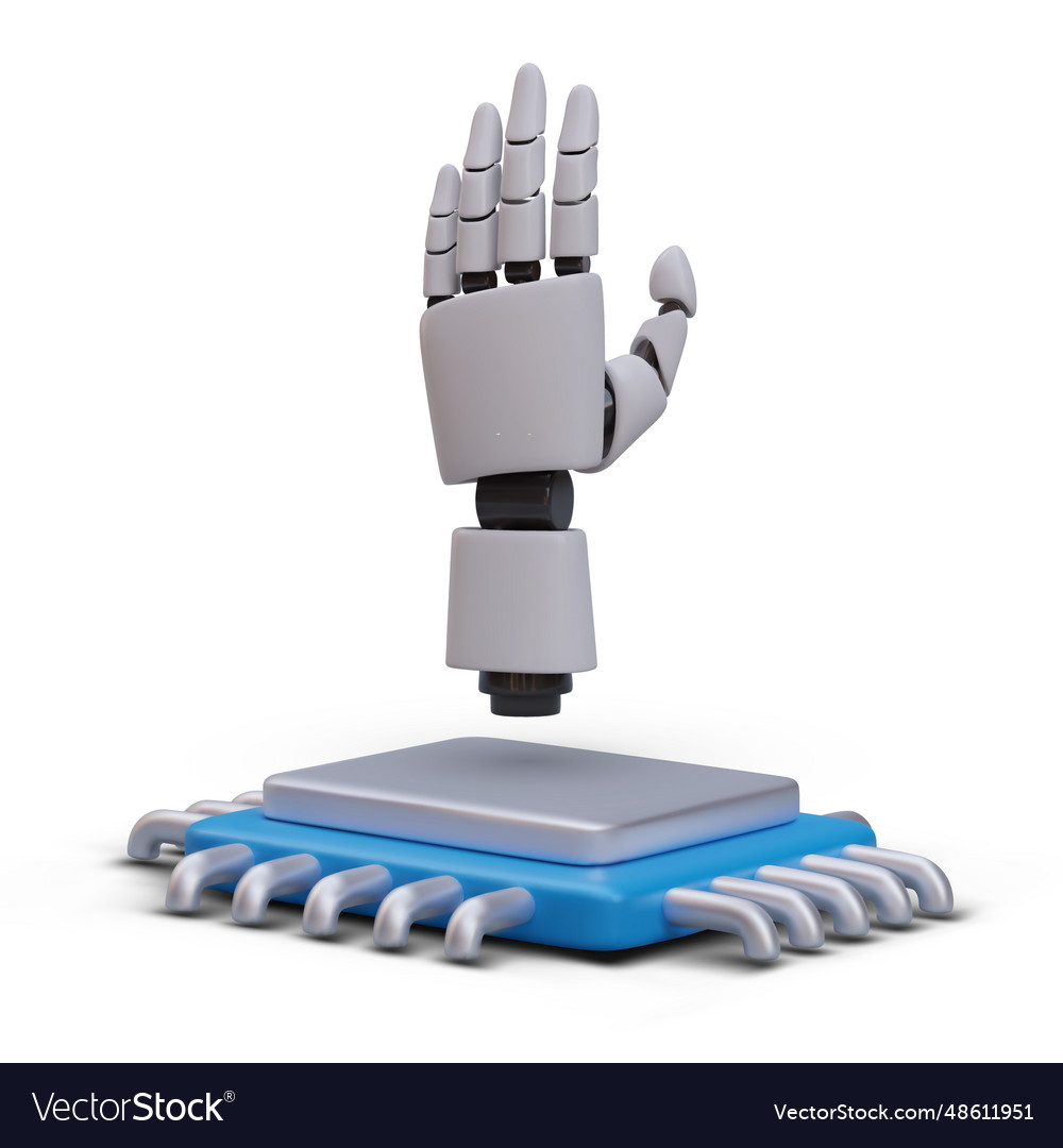 Realistic robotic arm microprocessor Royalty Free Vector
