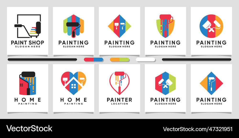 Set bundle of paint logo design with modern Vector Image