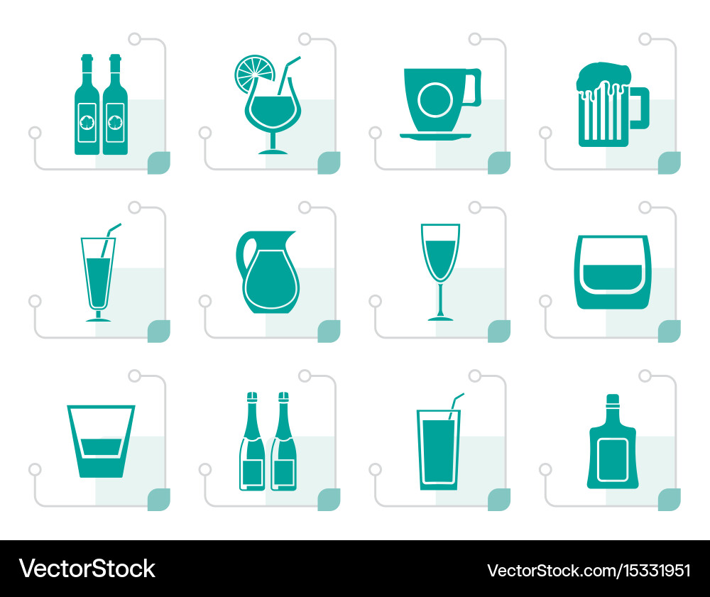 Stylized different kind of drink icons Royalty Free Vector