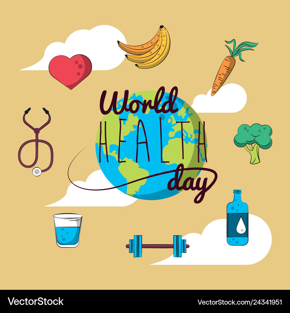 World healthy day card Royalty Free Vector Image