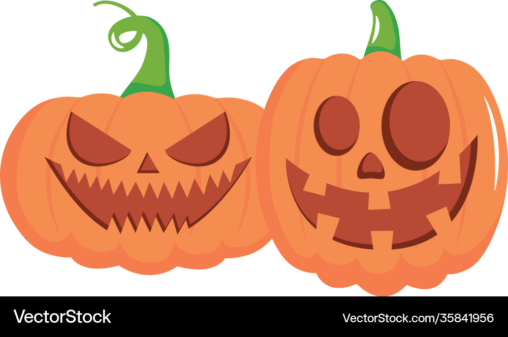 Cartoon halloween pumpkins icon flat style Vector Image
