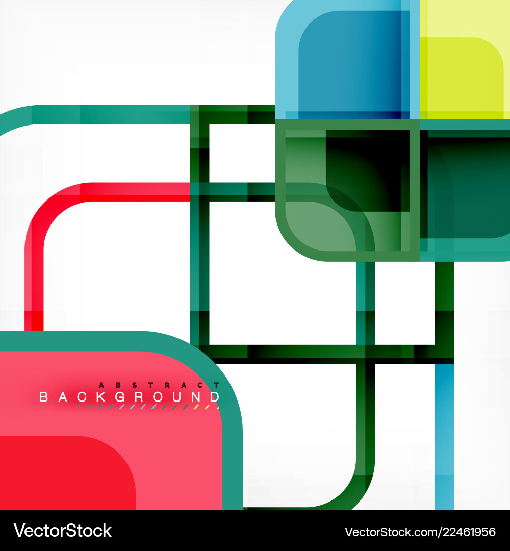 Colorful round squares modern geometric background