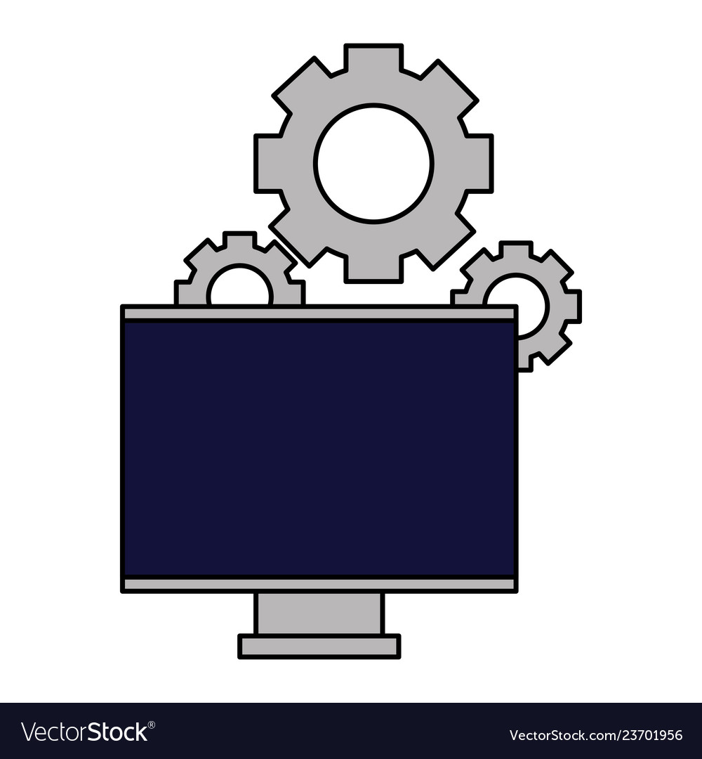 Computer monitor gears Royalty Free Vector Image