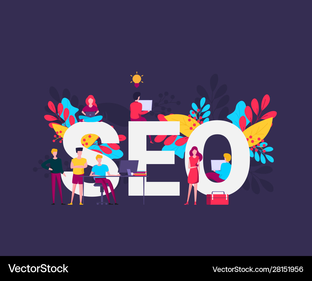 Flat design modern concept seo word combined Vector Image