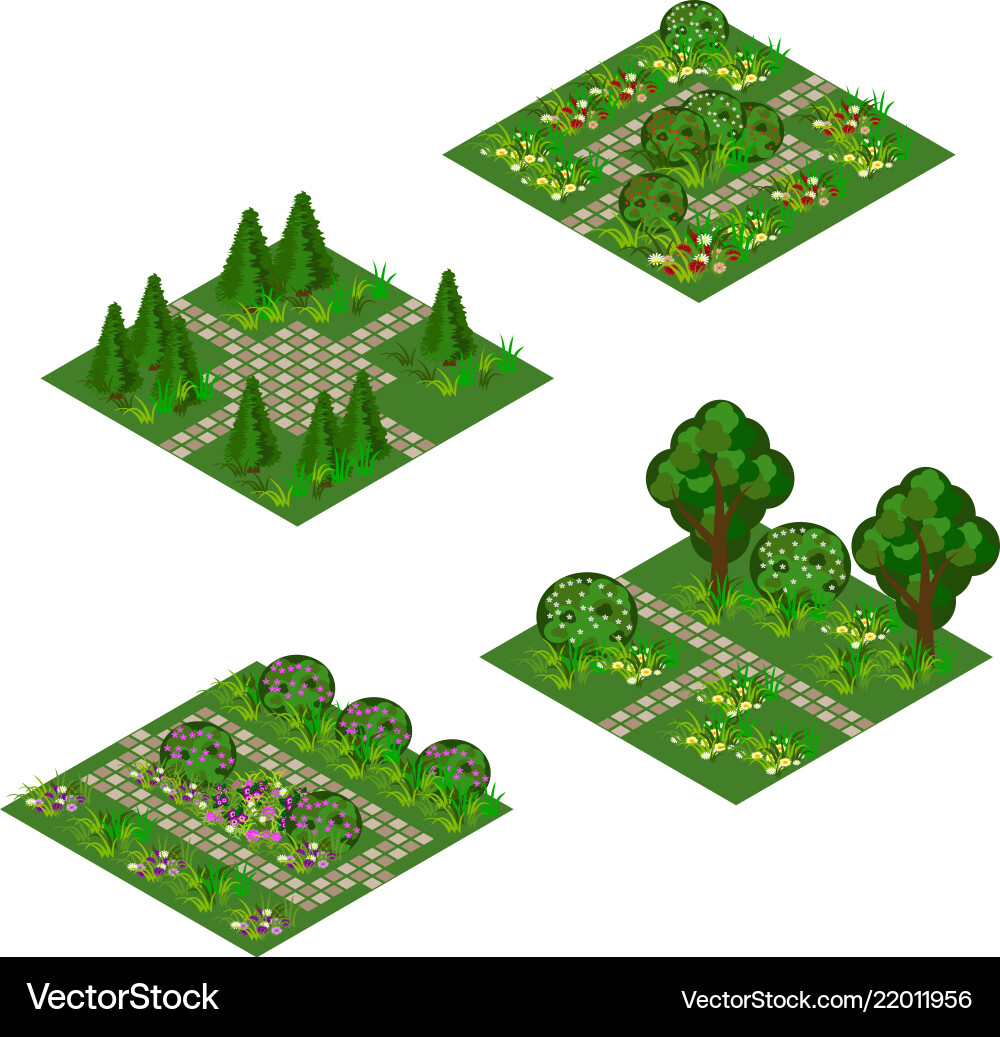 Garden isometric asset for design landscape Vector Image