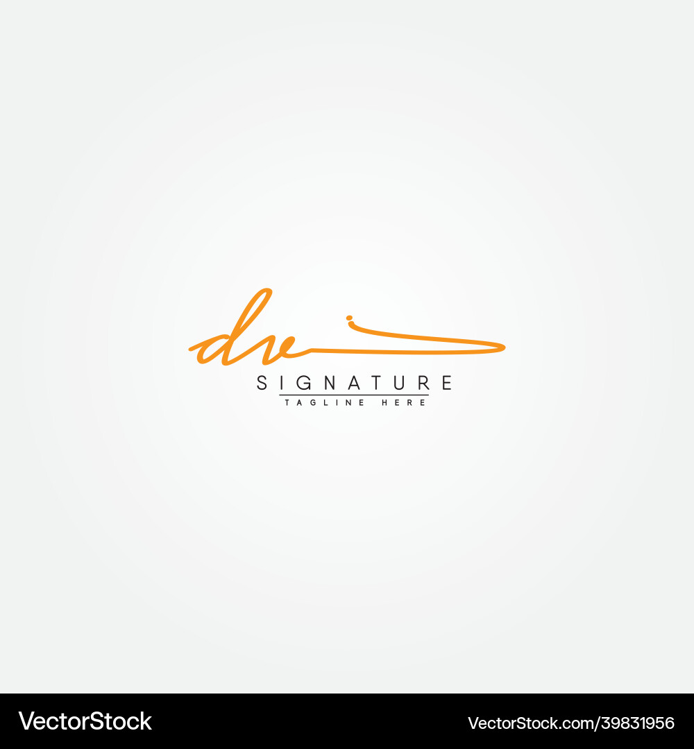 Initial letter dv logo handwritten signature Vector Image