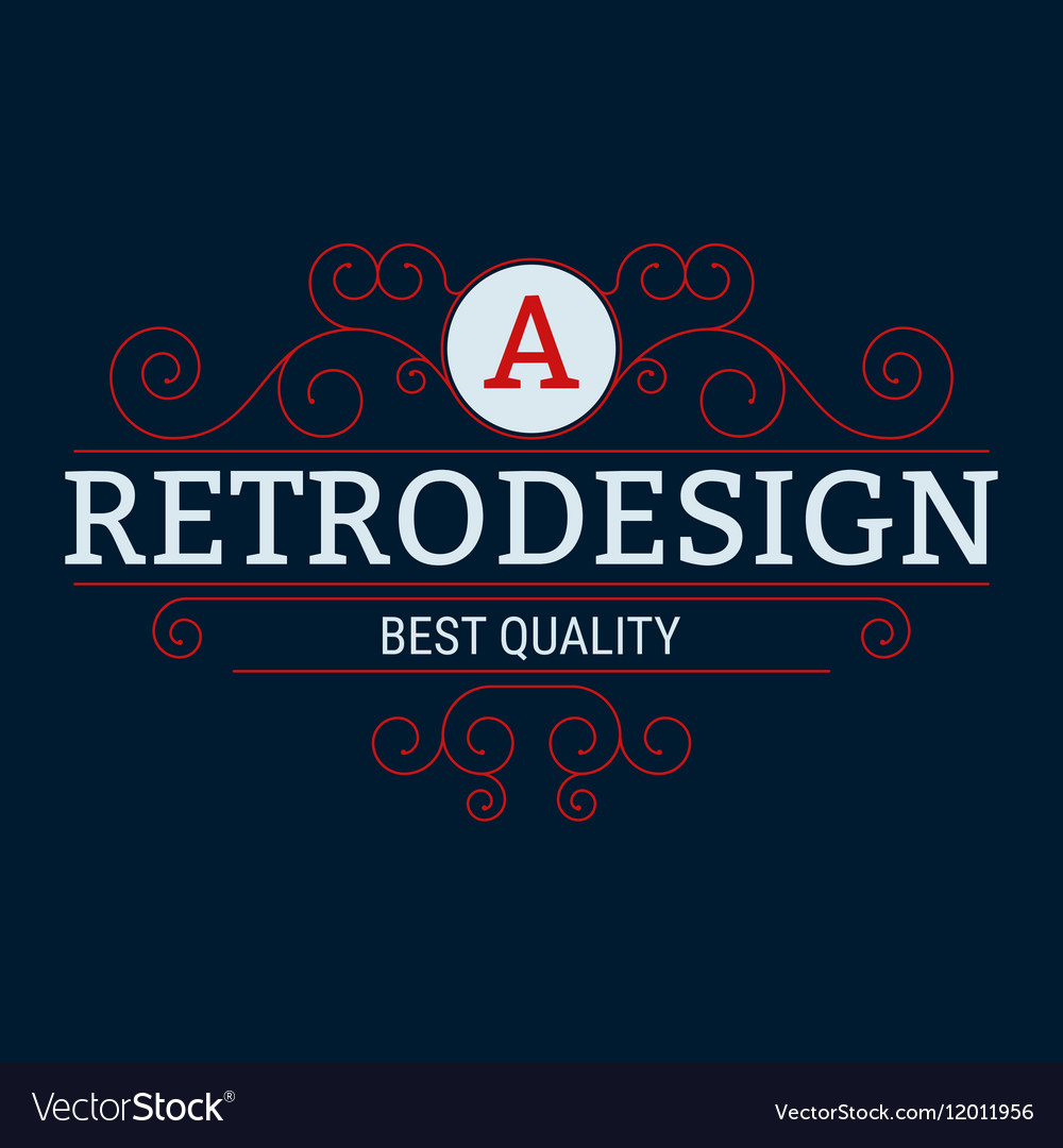 Linear blue monogram Royalty Free Vector Image