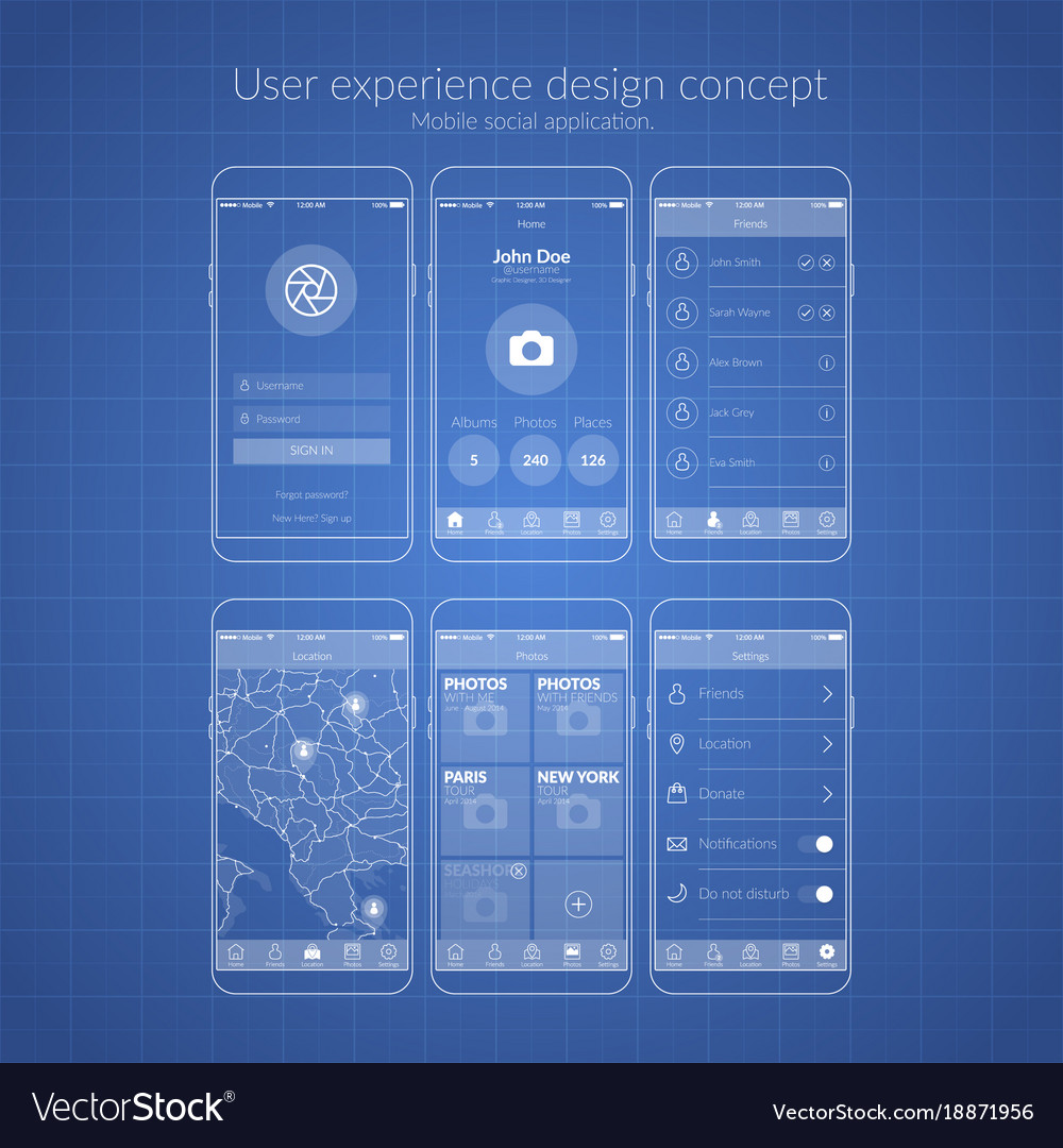 Mobile application design Royalty Free Vector Image