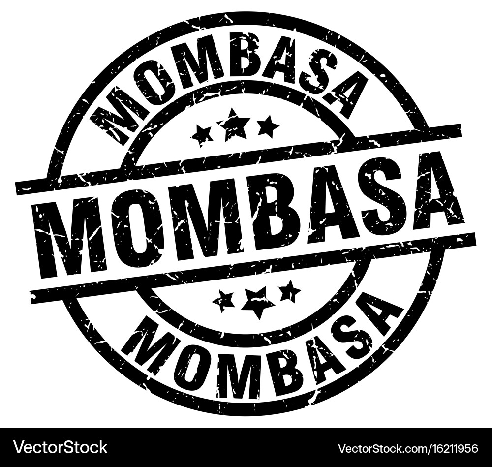 Mombasa black round grunge stamp Royalty Free Vector Image