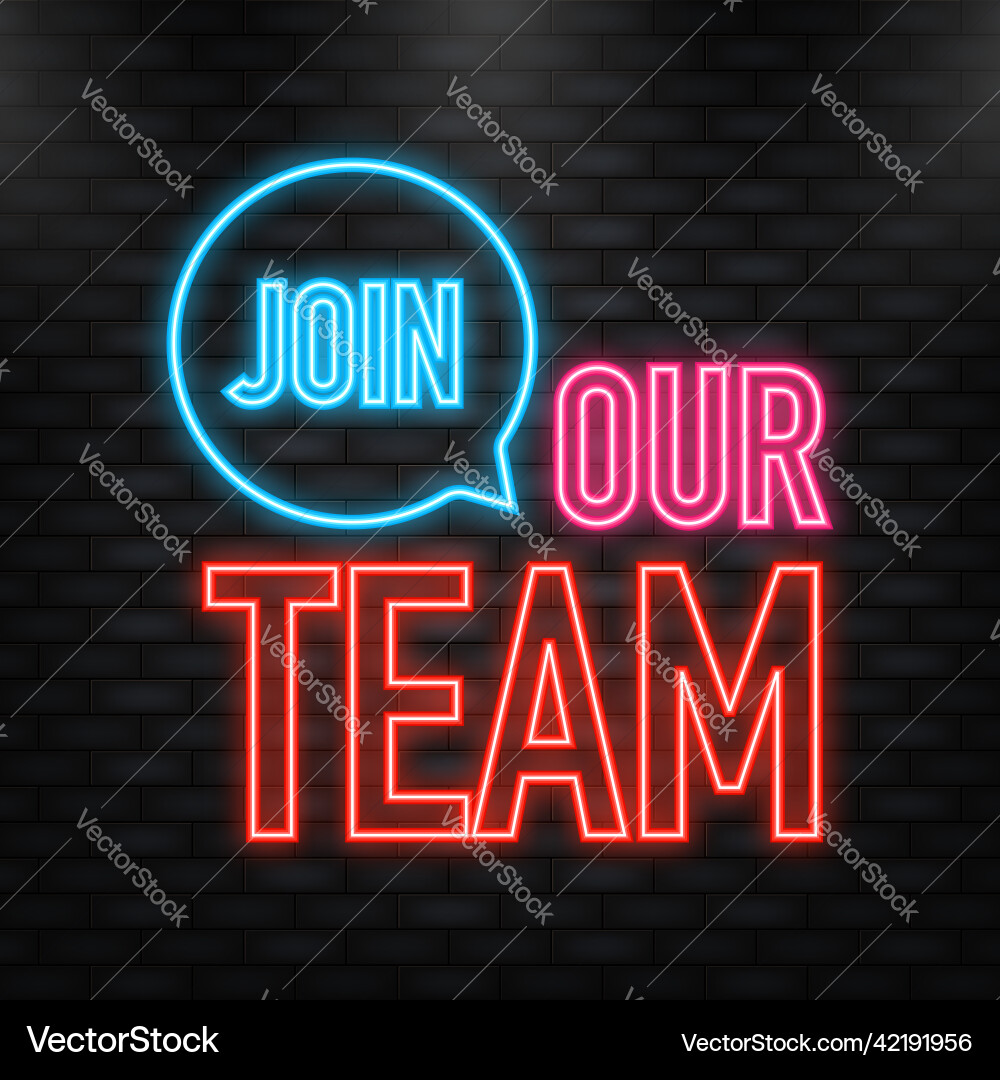 Neon icon business template with red join our Vector Image