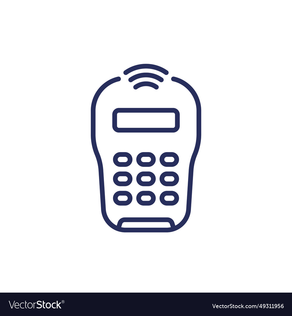 Pos terminal line icon on white Royalty Free Vector Image