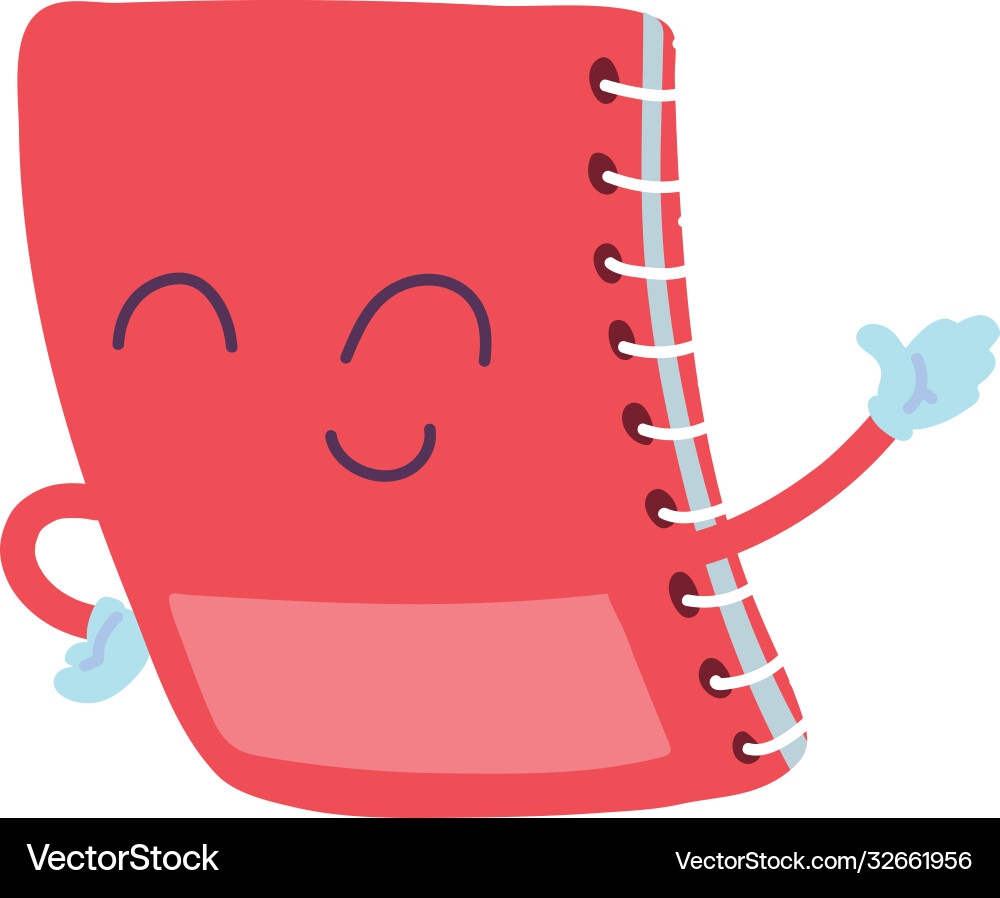 School notebooks with happy face cartoon Vector Image