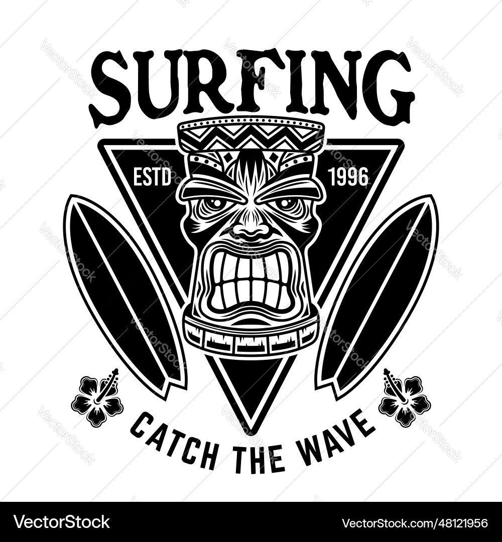 Surfing emblem badge label sticker Royalty Free Vector Image
