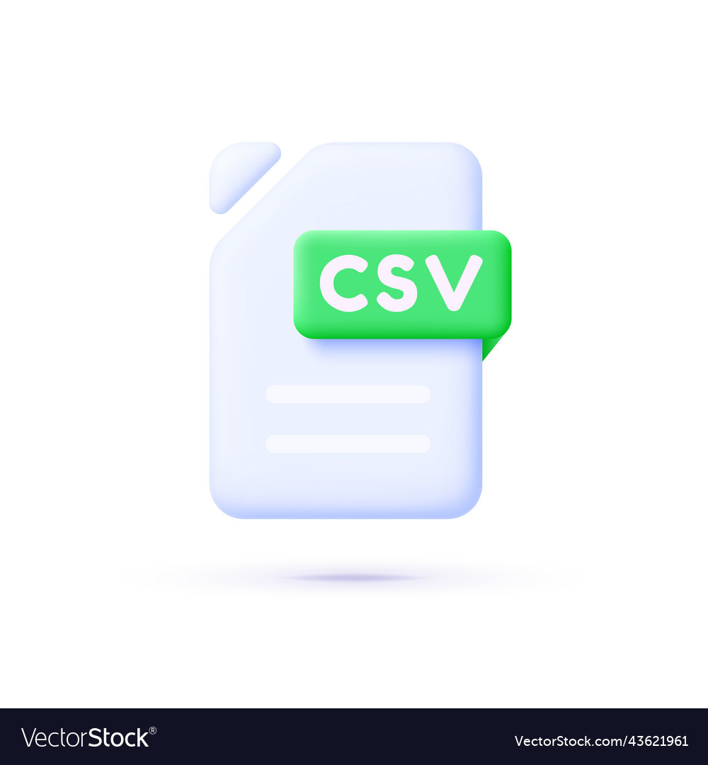 3d csv file for web design on white background Vector Image
