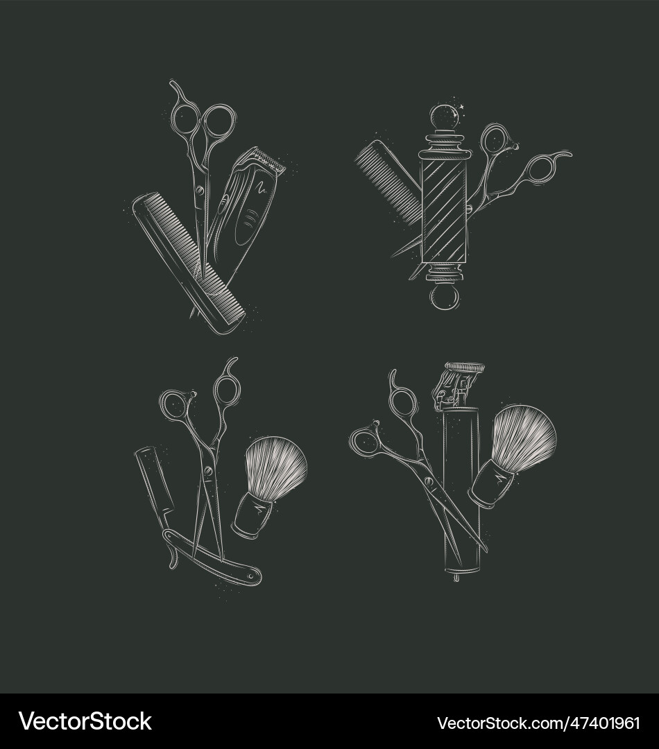 Barbershop symbol compositions collection Vector Image