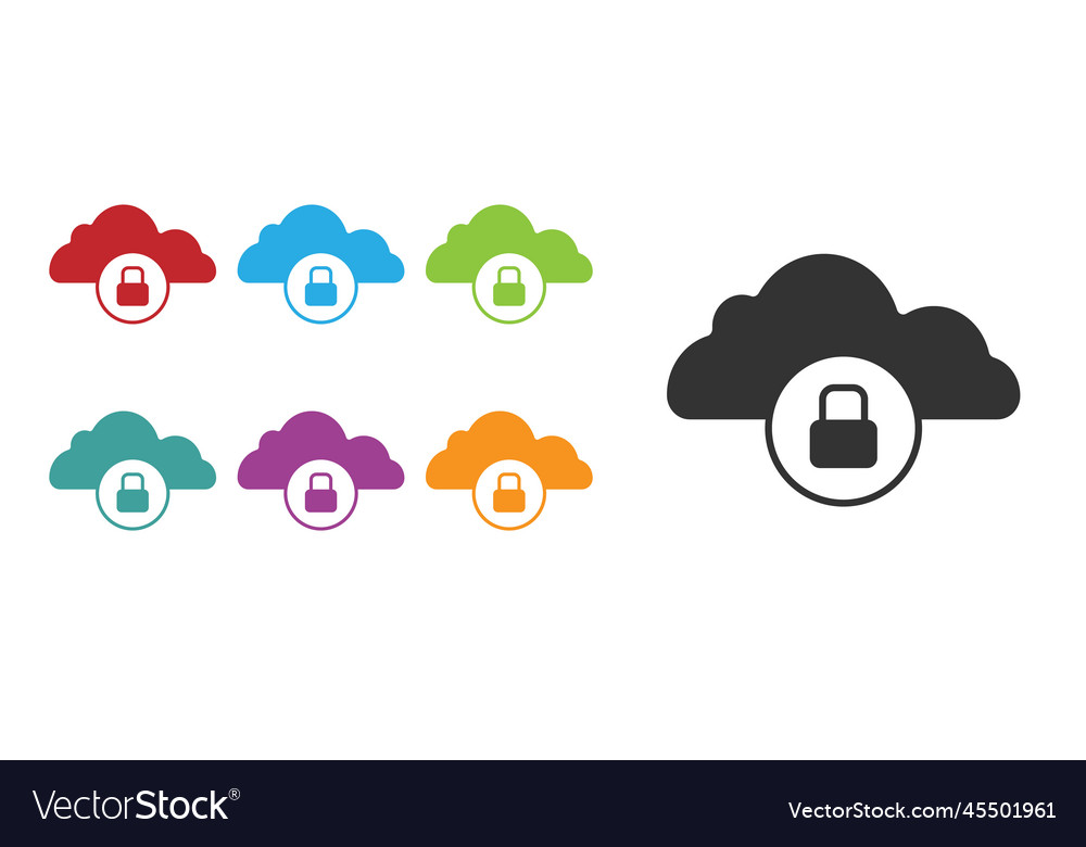 Black cloud computing lock icon isolated on white Vector Image