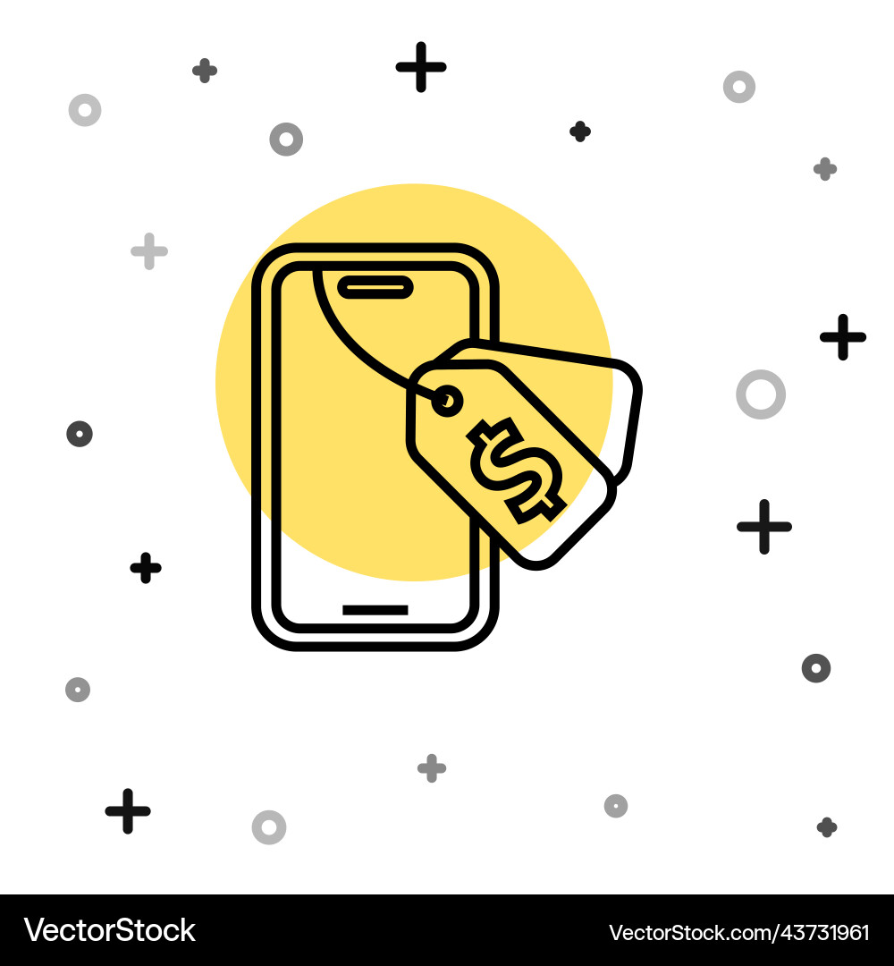 Black line online auction icon isolated on white Vector Image