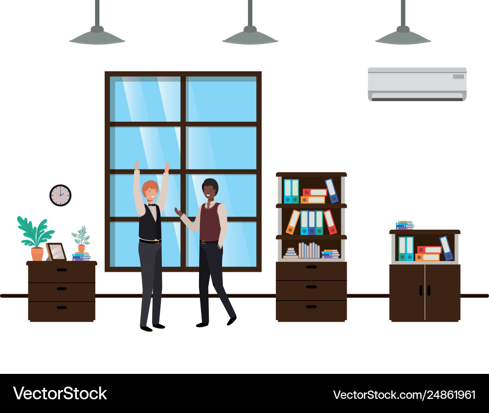 Businessmen in work office avatar character Vector Image