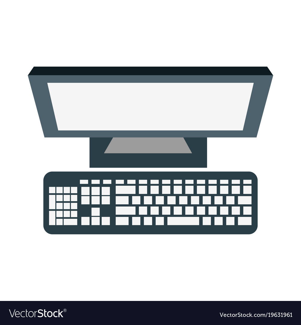 Computer with keyboard Royalty Free Vector Image