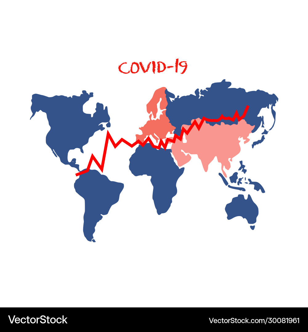 Covid-19 pandemic map coronavirus Royalty Free Vector Image