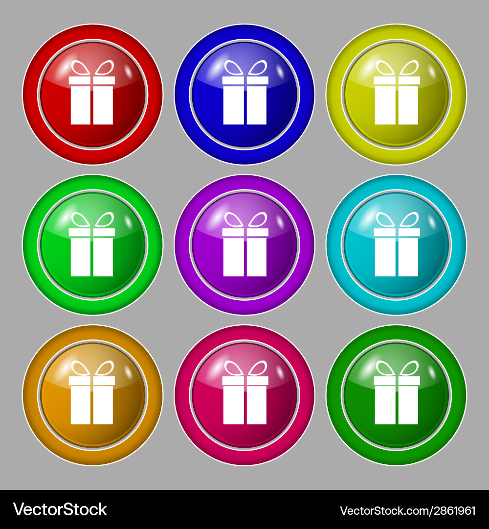Gift box sign icon present symbol set colourful Vector Image