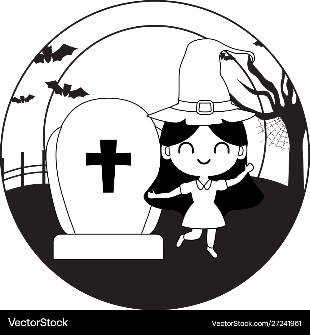 Girl disguised as a witch Royalty Free Vector Image